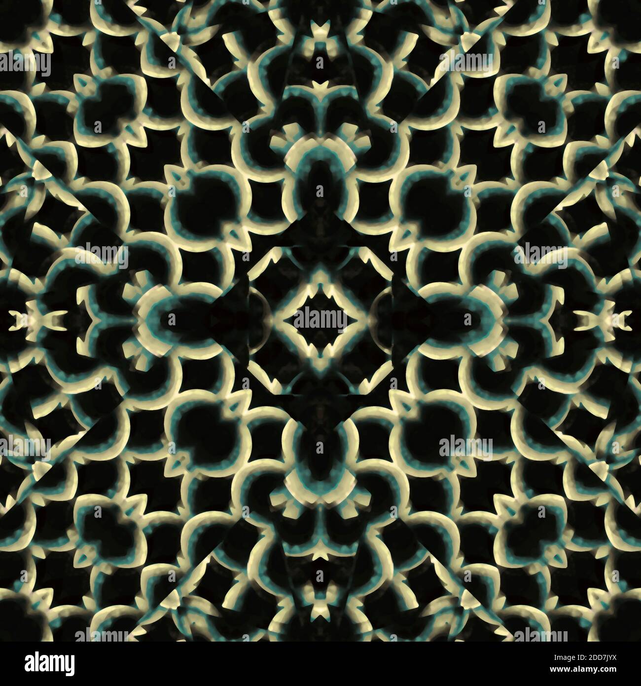 Interlace circles shape motif seamless pattern design in dark cold ...