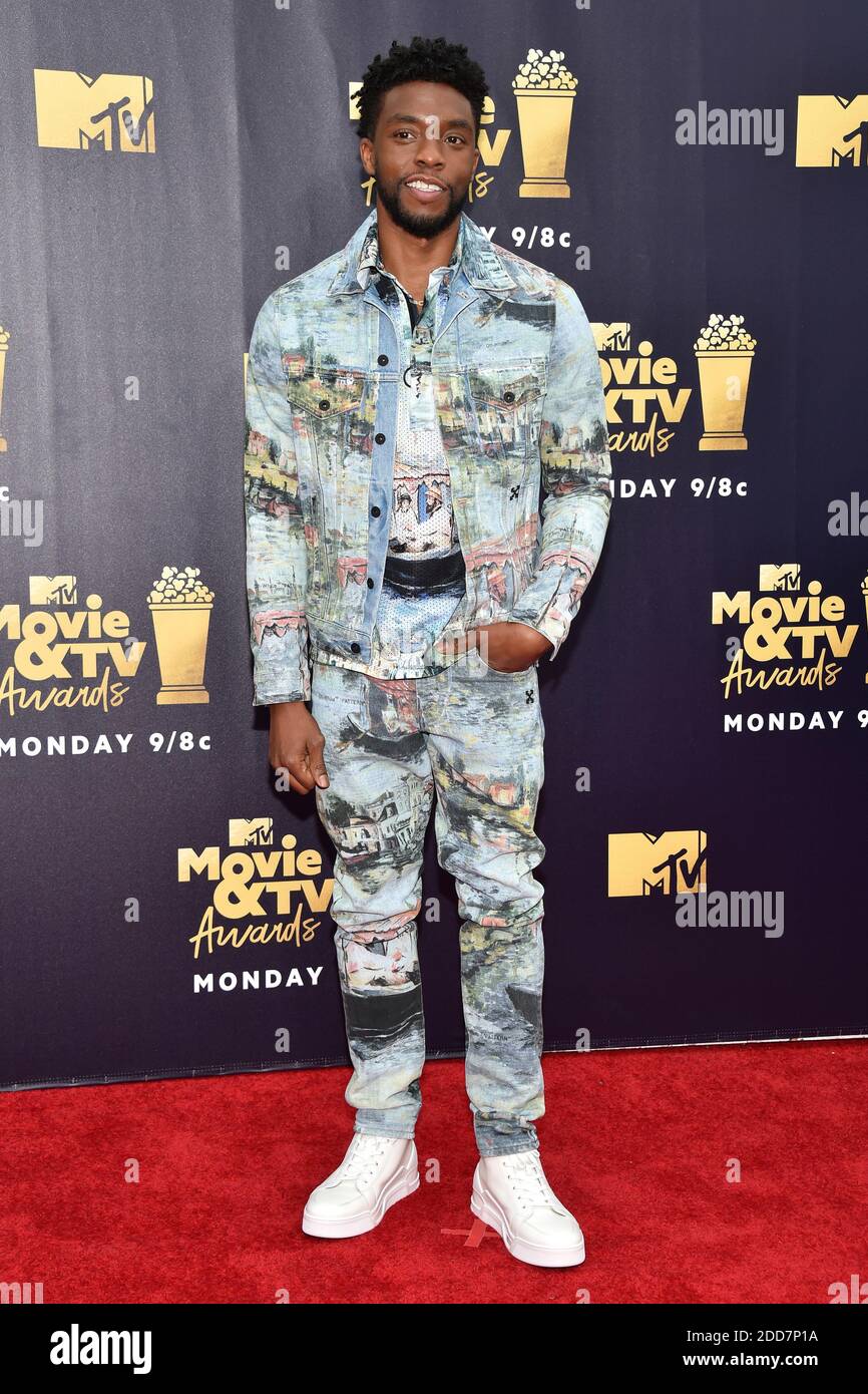 Chadwick Boseman attends the 2018 MTV Movie And TV Awards at Barker ...