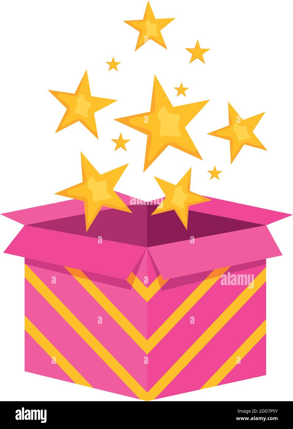 pink box with stars coming out over white background, colorful design ...
