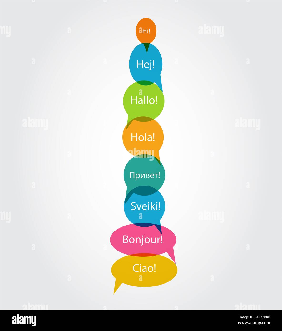 Set of Speech Bubble with Hello Word on Different Languages (Danish ...