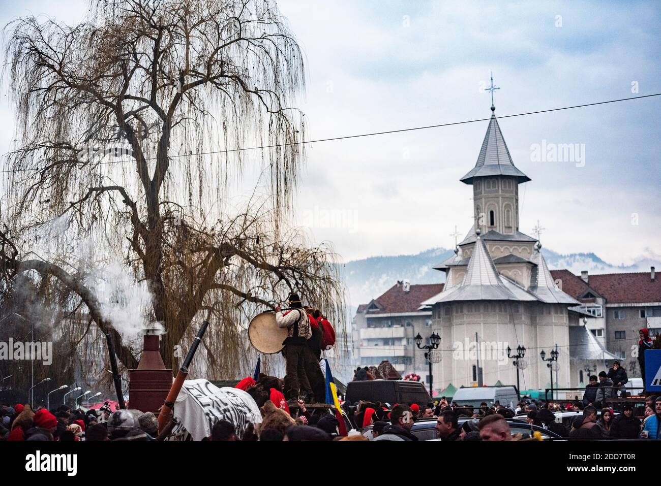 New Year Bear Dancing Festival, Comanesti, Moldova, Romania Stock Photo ...