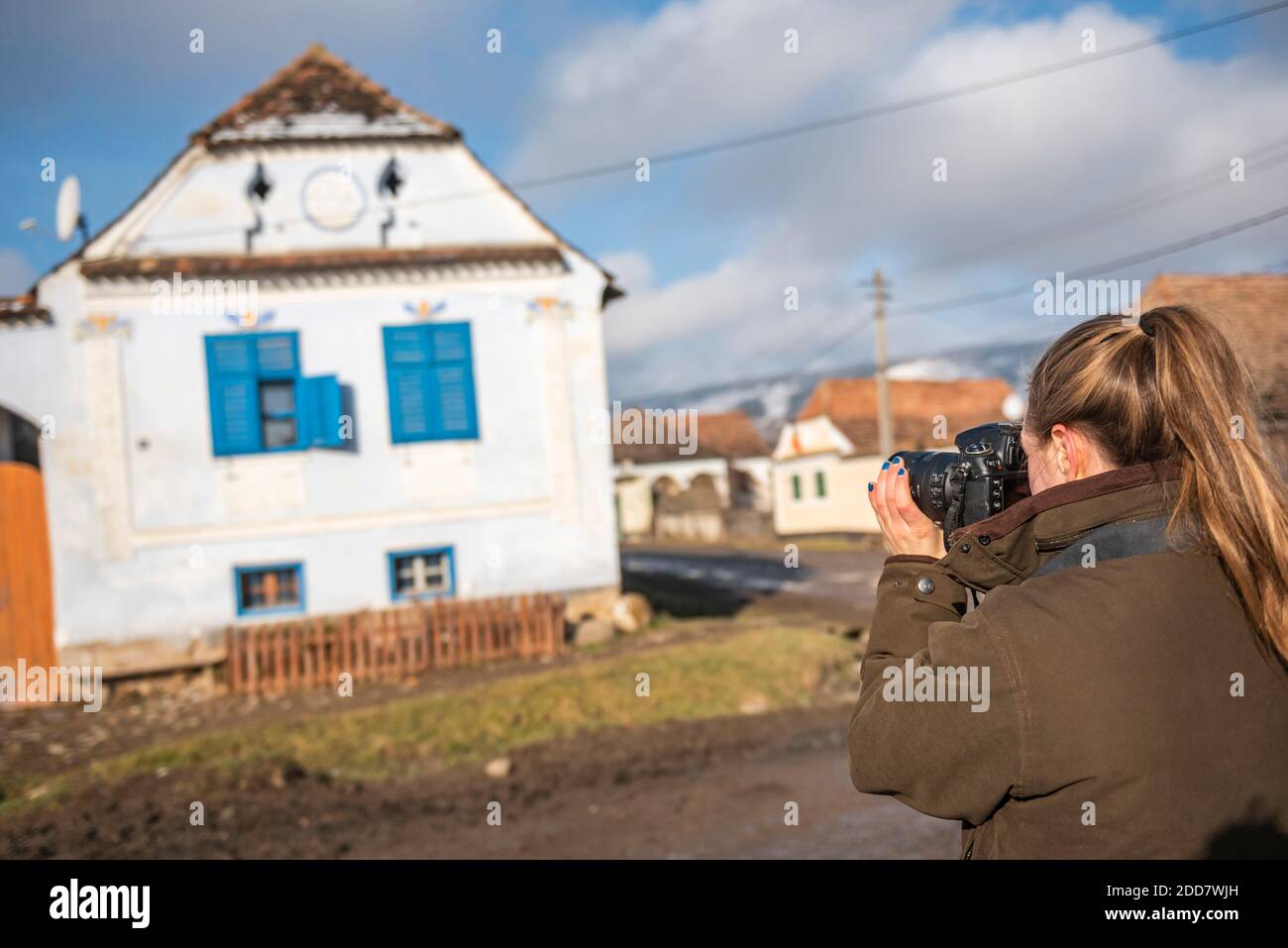 Colourful houses in Viscri, UNESCO World Heritage Site, Transylvania ...