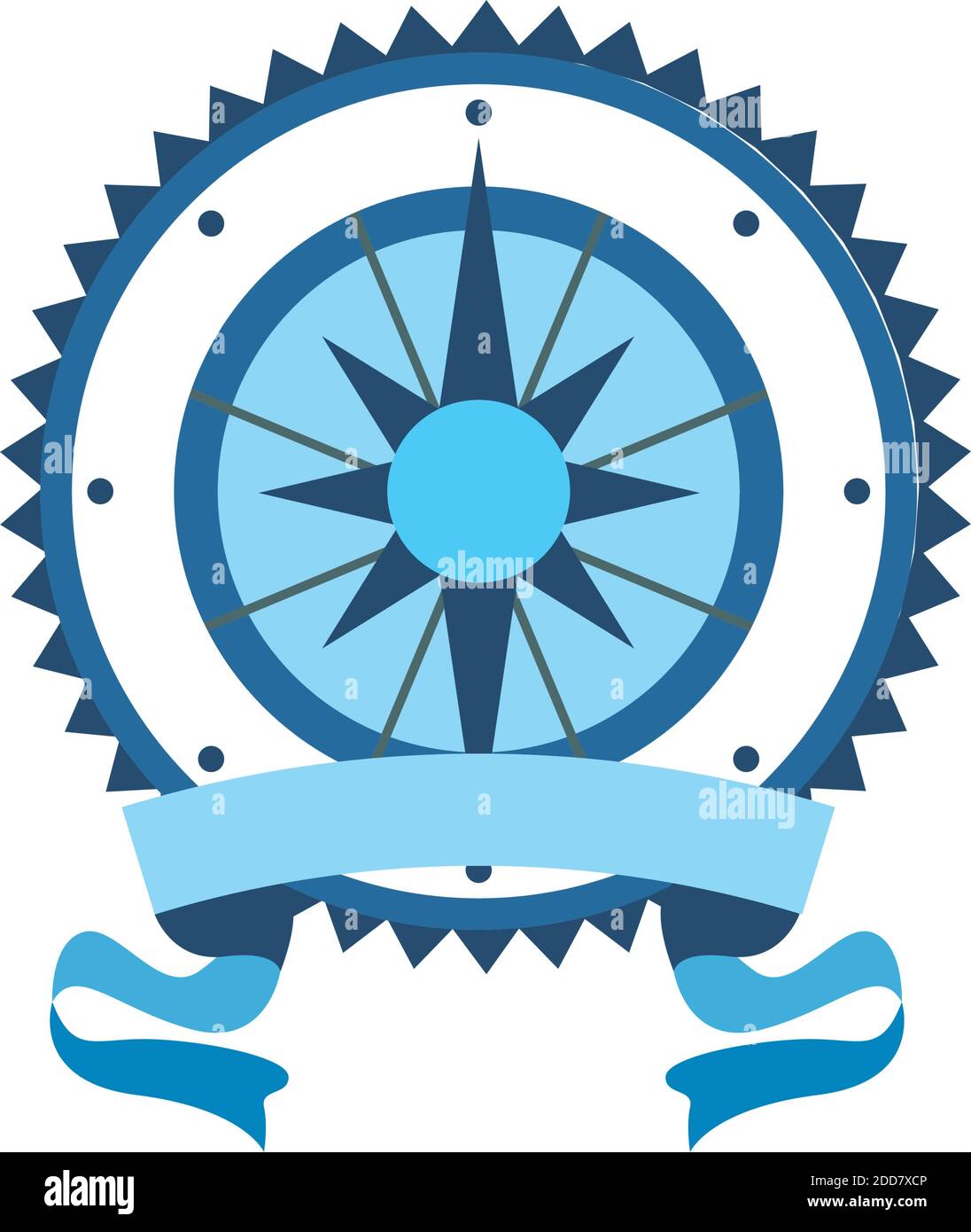 nautical compass in seal stamp with ribbon design sea ocean navigation ...