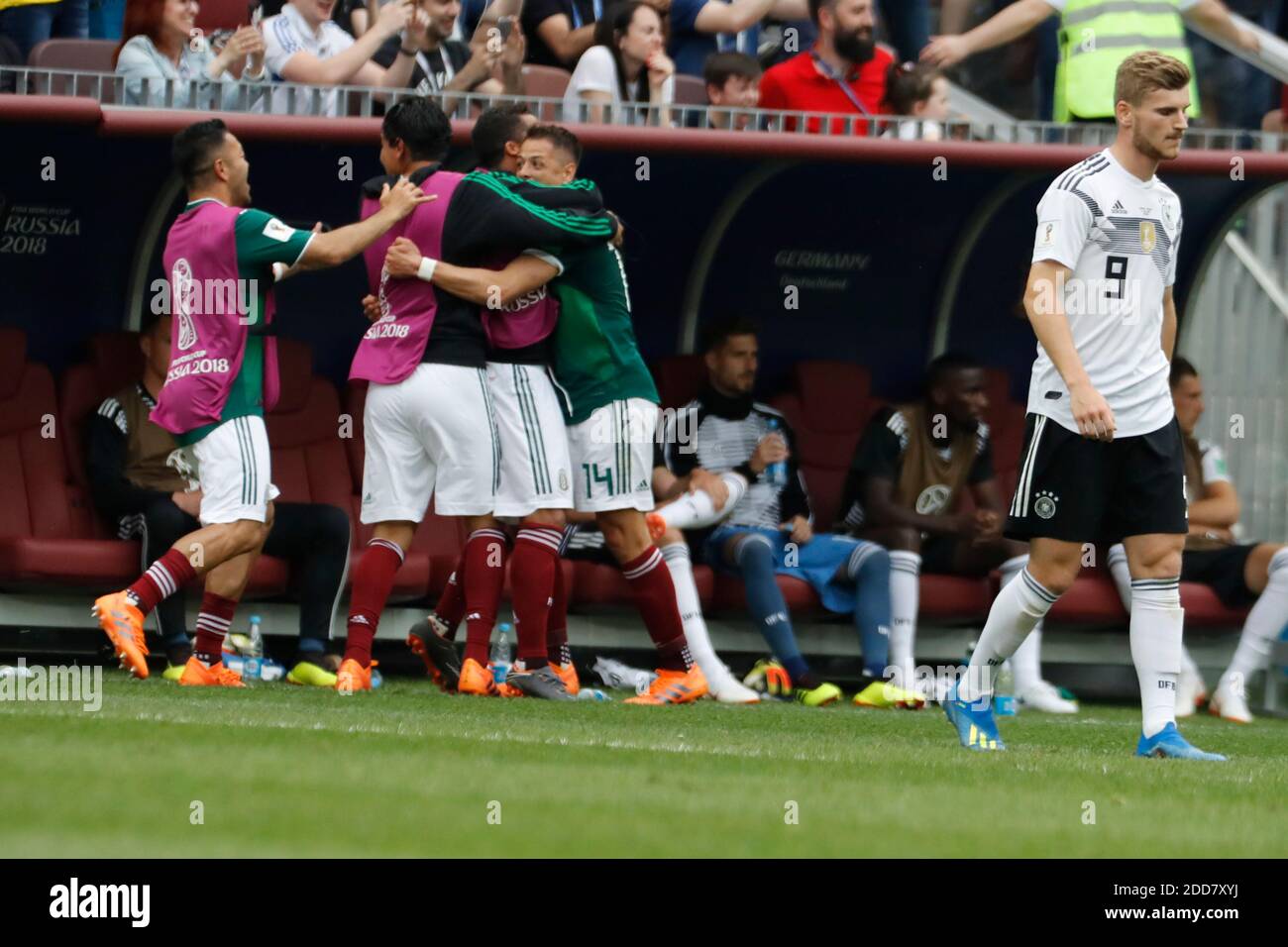 Mexico's joy after Hirving Lozano scored the 1-0 goal during the 2018 ...