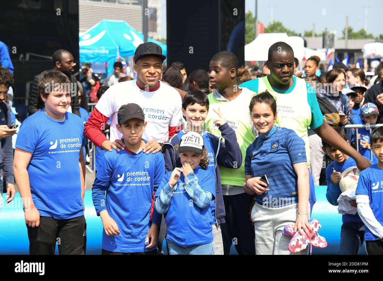 Kylian Mbappe attends 3000 children in support of Paris 2024 at Stade ...