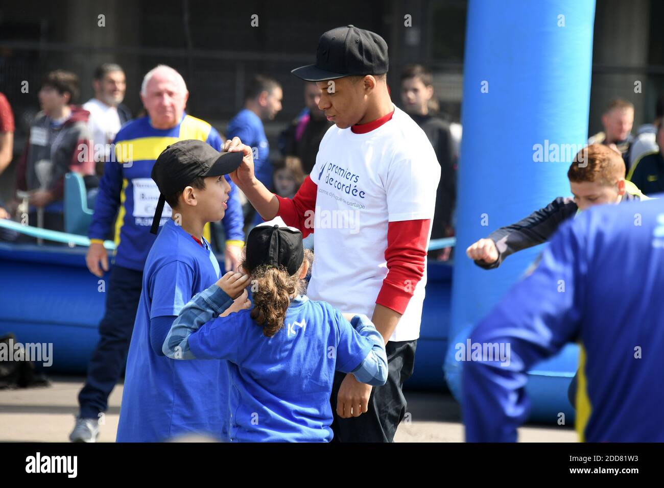 Kylian Mbappe attends 3000 children in support of Paris 2024 at Stade ...