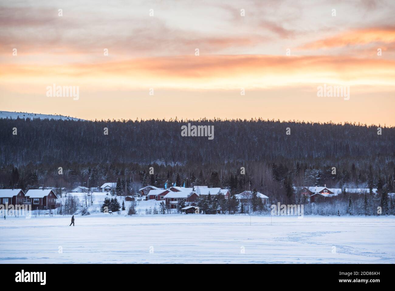Akaslompolo town in the Arctic Circle in Finnish Lapland, Finland Stock ...