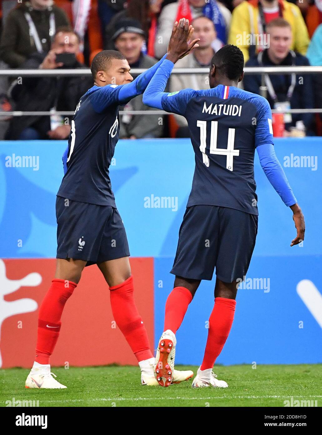 France's Kylian Mbappe and Blaise Matuidi during the World Cup 2018 ...