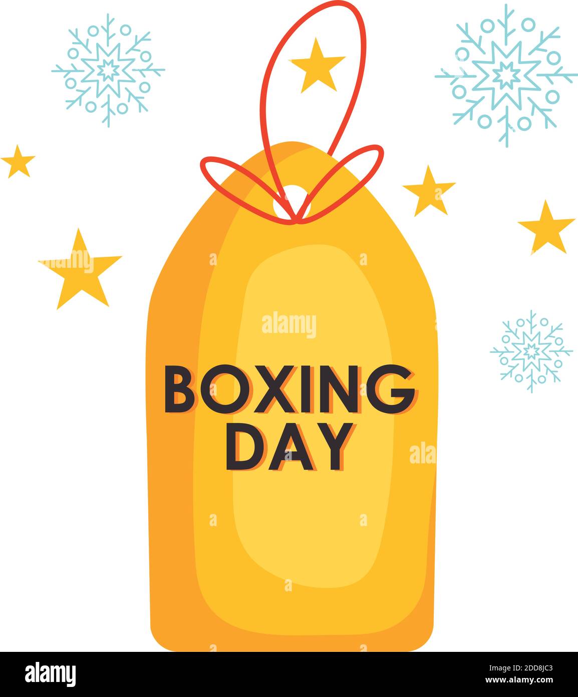 price tag with boxing day design with decorative stars around over ...