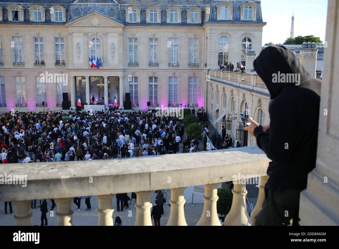 French president Emmanuel Macron and his wife Brigitte Macron open the ...