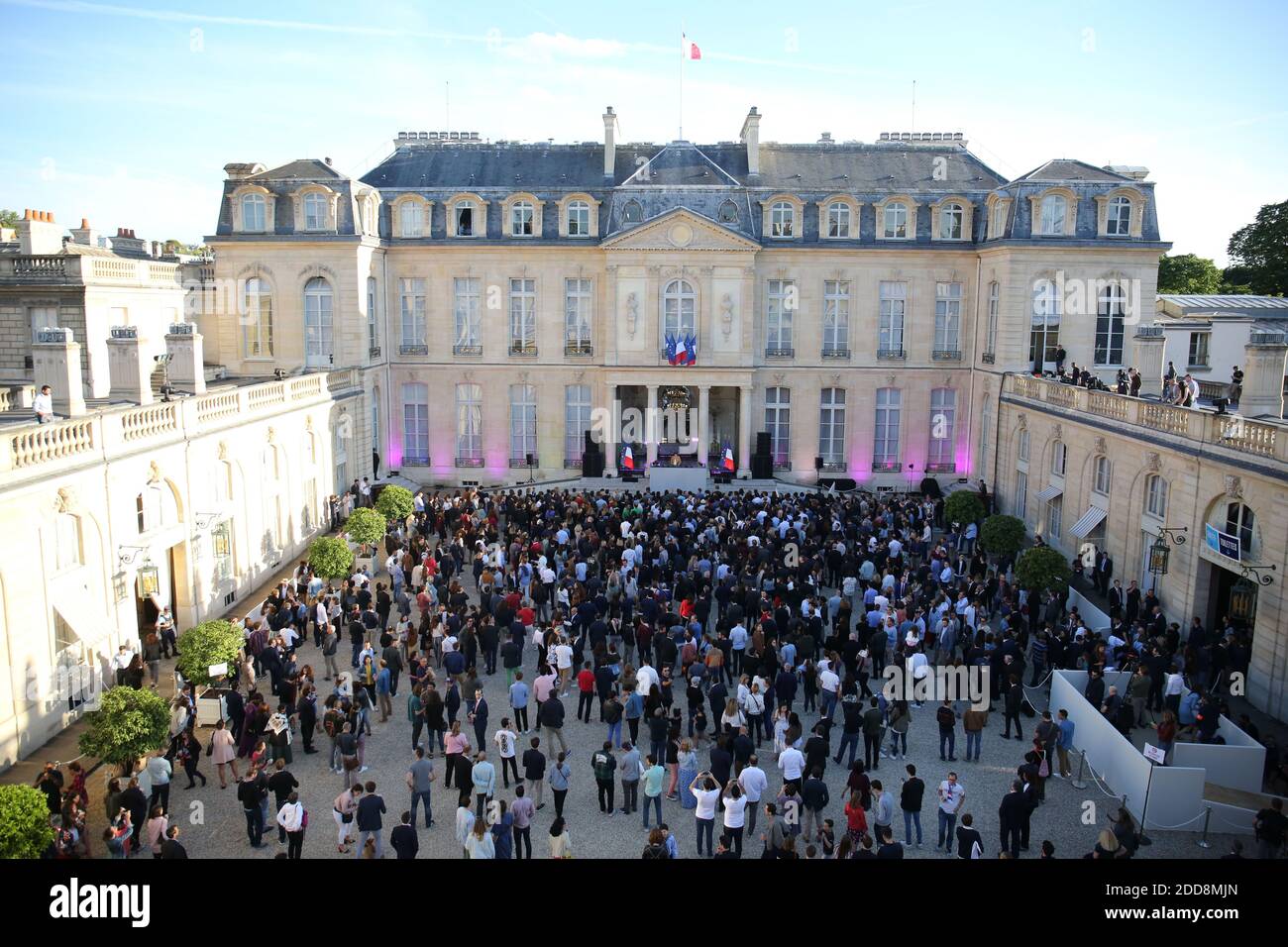French president Emmanuel Macron and his wife Brigitte Macron open the ...