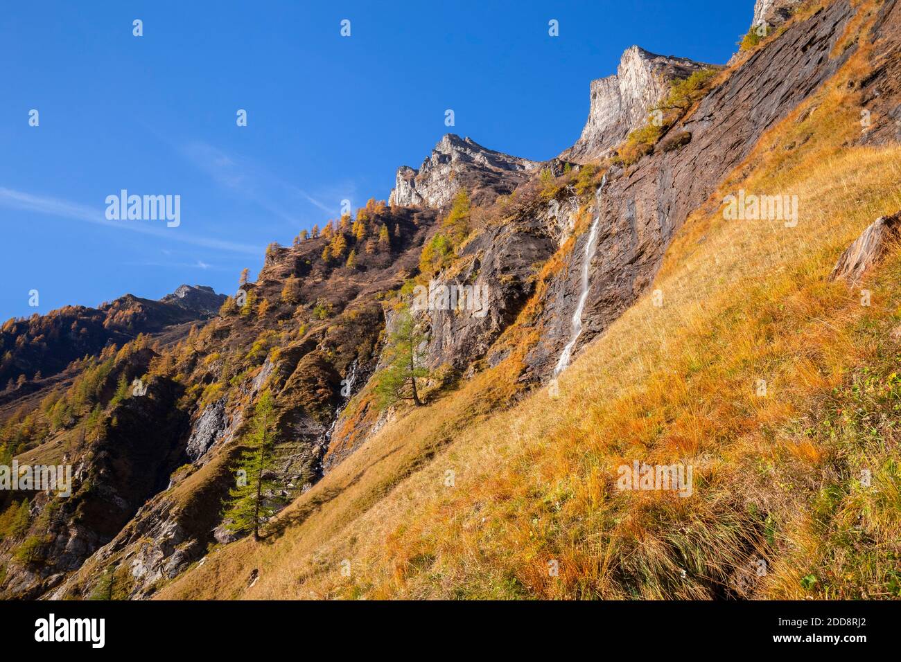 Autumnal view of the foliage and colours of Alpe Veglia. Val Cairasca ...
