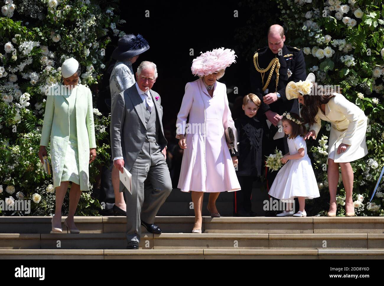 Meghan's mother Doria Ragland (L), Britain's Prince Charles (2-L ...