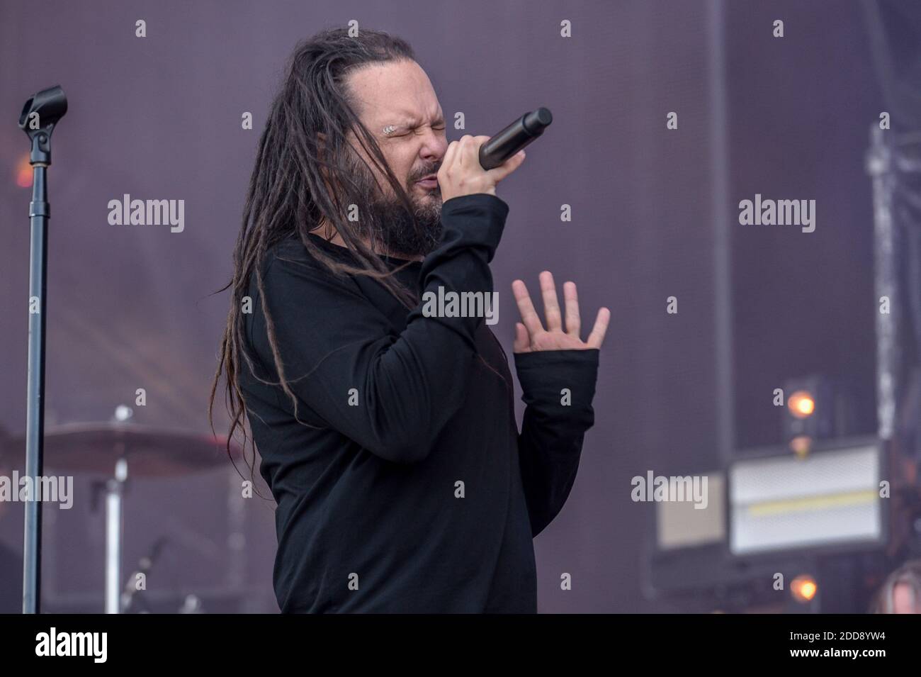 Jonathan Davis performing live on stage at HellFest in Clisson, France ...