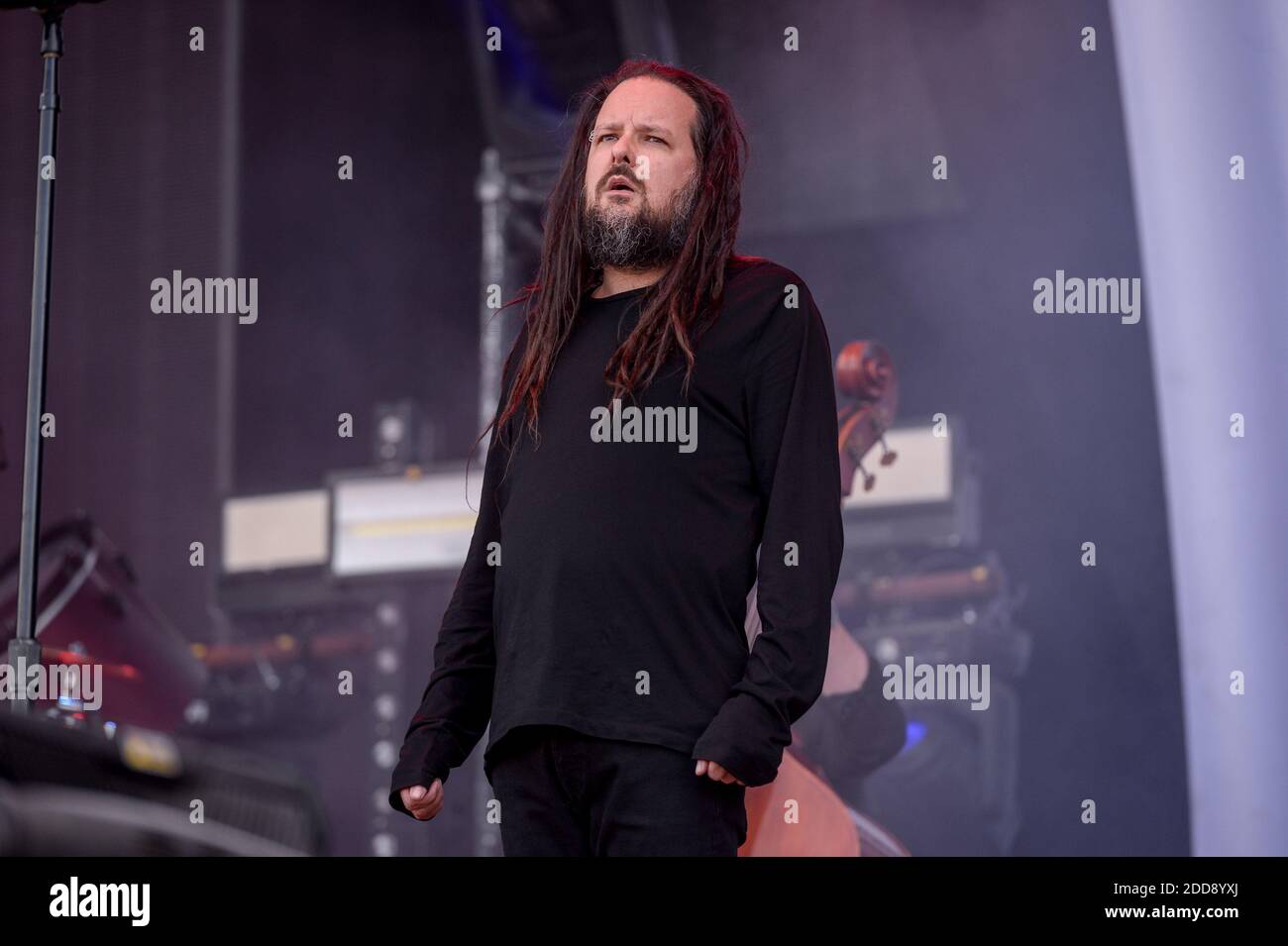 Jonathan Davis performing live on stage at HellFest in Clisson, France ...
