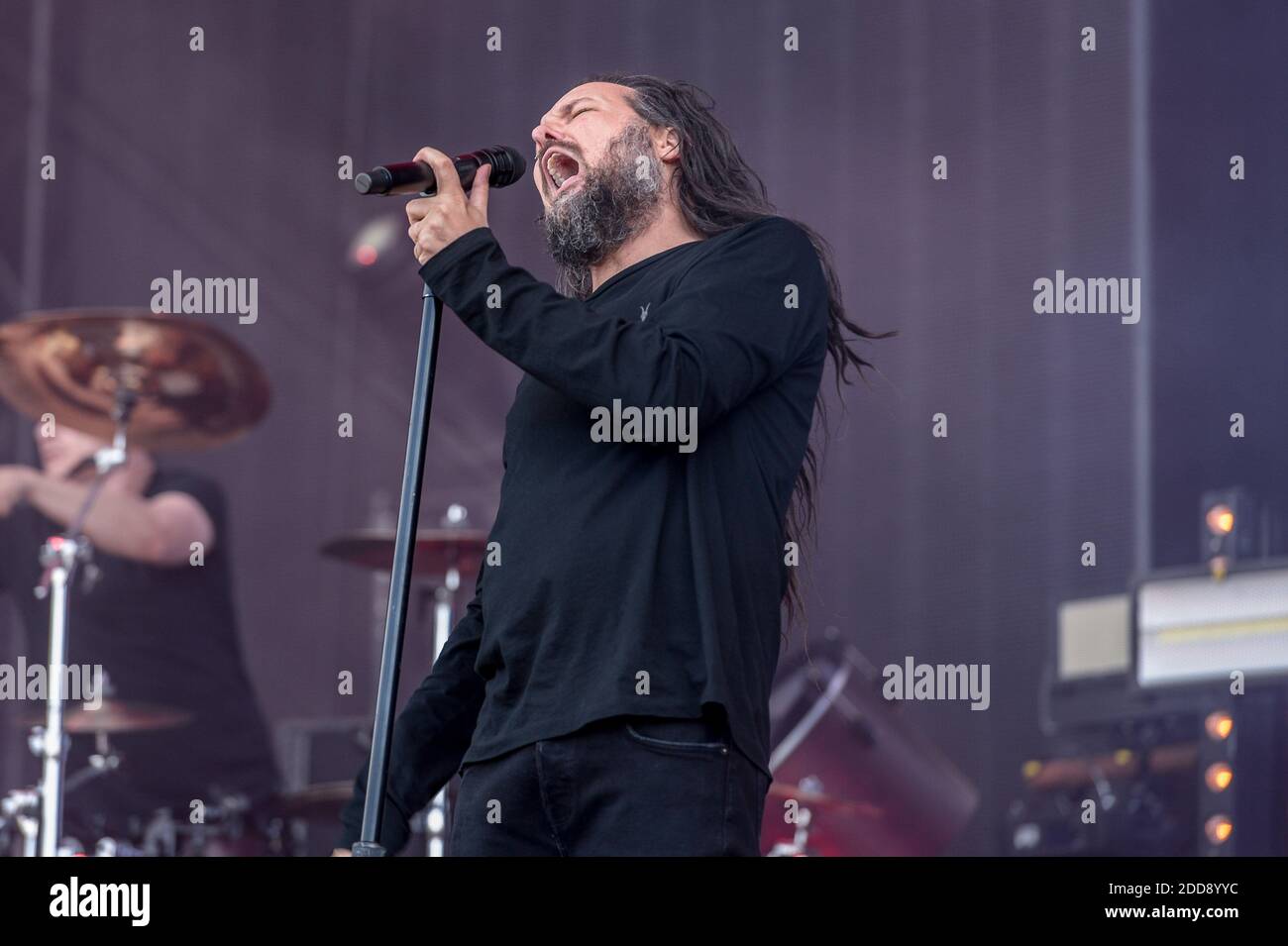 Jonathan Davis performing live on stage at HellFest in Clisson, France ...
