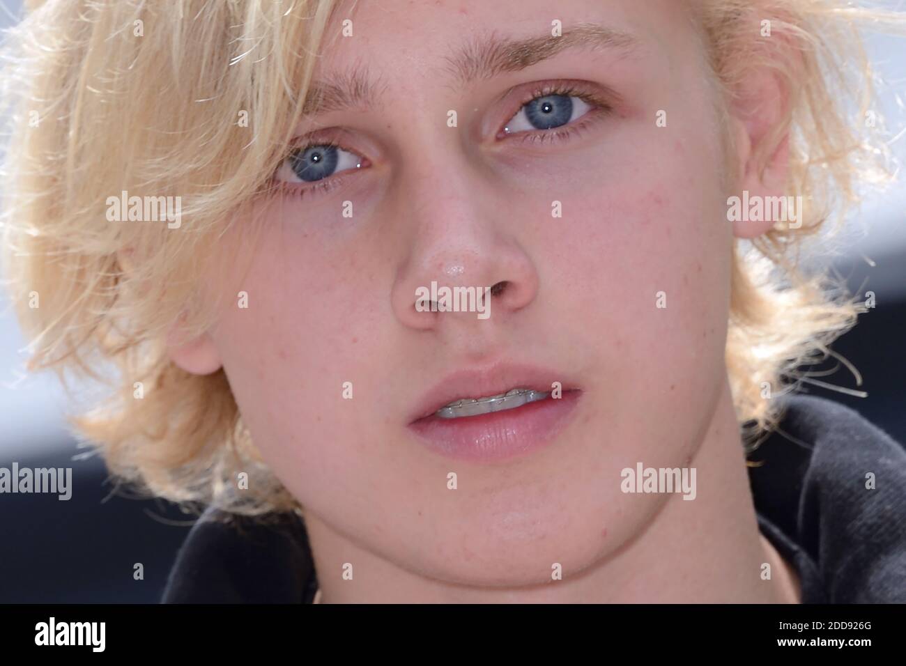 Lucas Portman (son of Natalia Vodianova) attending the Balmain Menswear ...