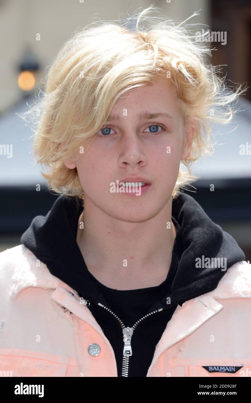 Lucas Portman (son of Natalia Vodianova) attending the Balmain Menswear ...