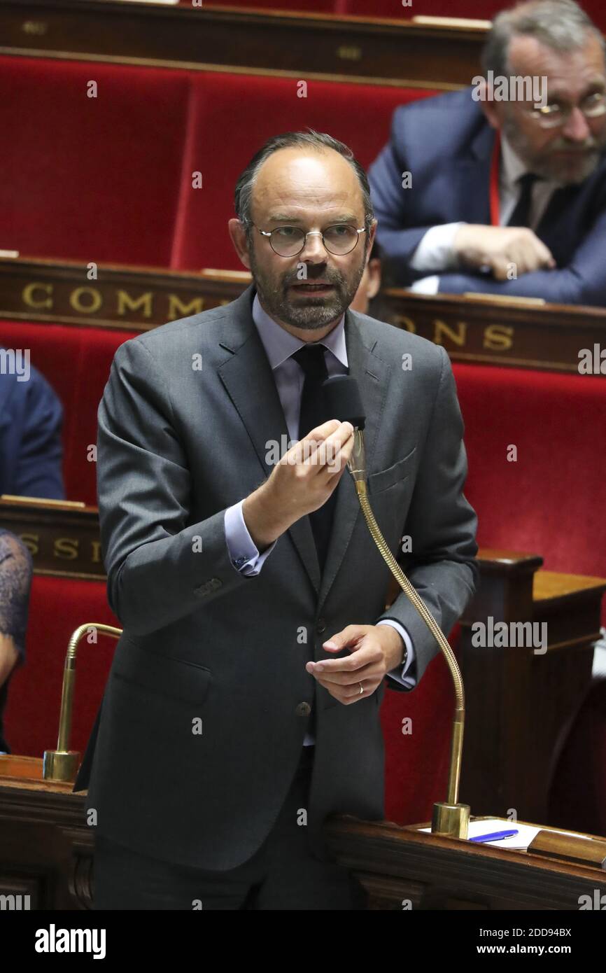 Prime Minister Edouard Philippe during the Questions to the government ...