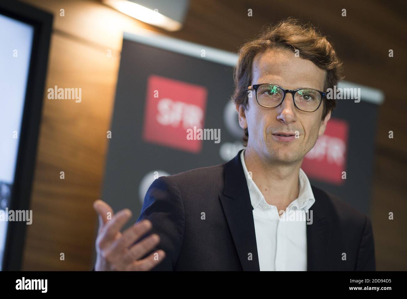 Damien Bernet attends a press conference to present the SFR Altice ...