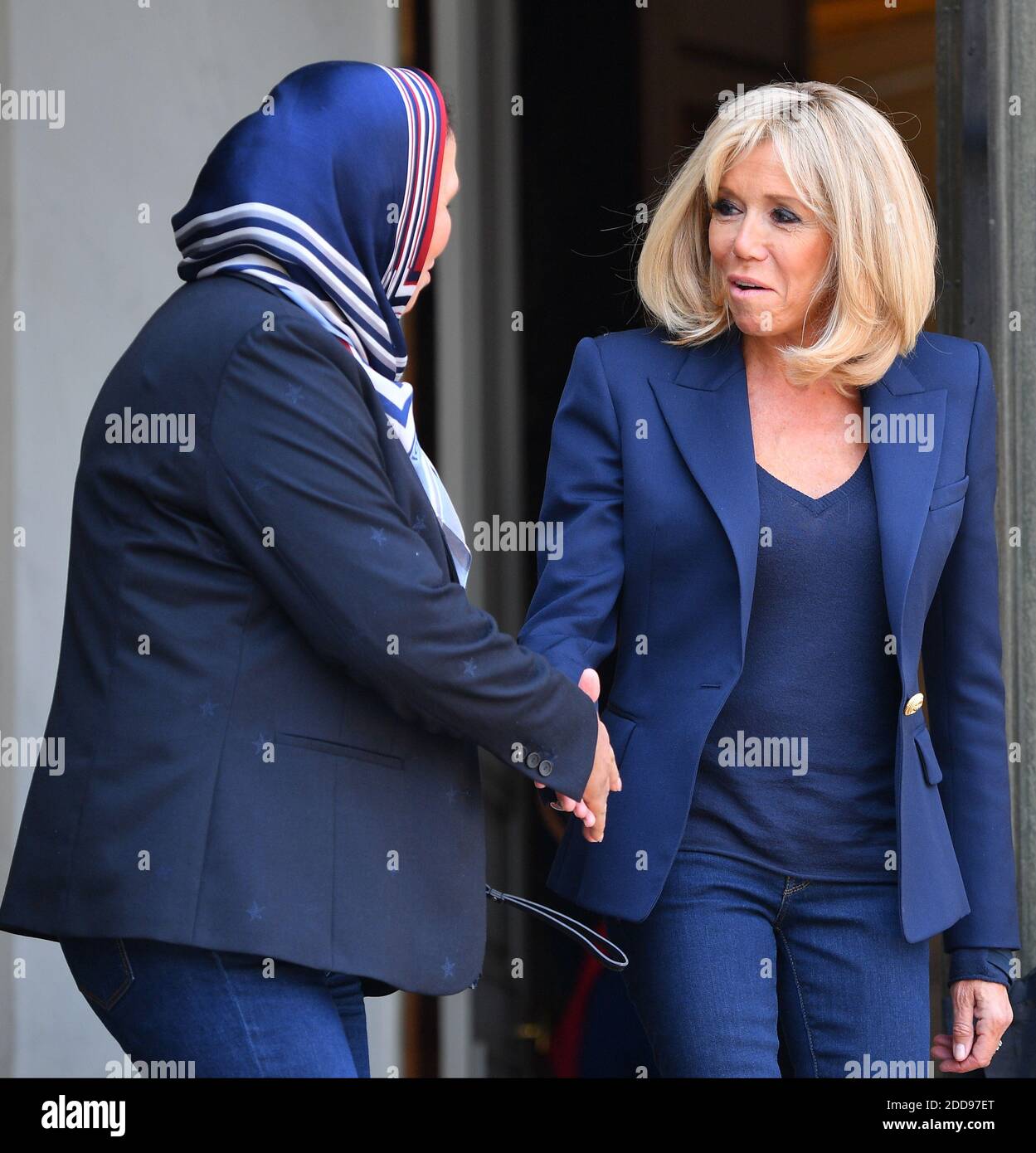 French first lady Brigitte Macron receives the mother of the Soldier ...