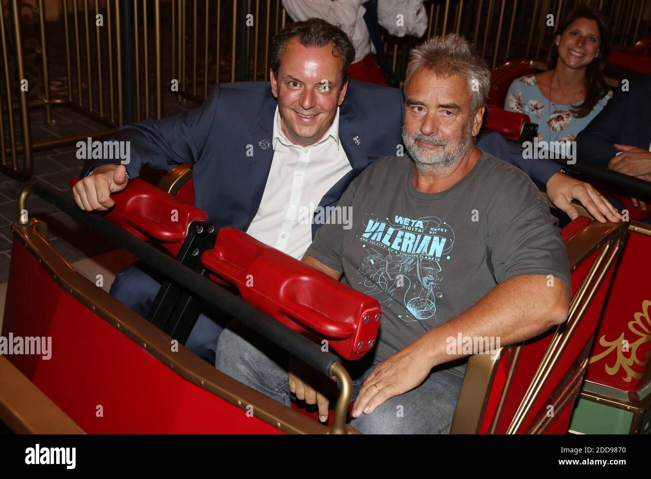 Luc Besson and Michael Mack attending Eurosat - CanCan Coaster Opening ...