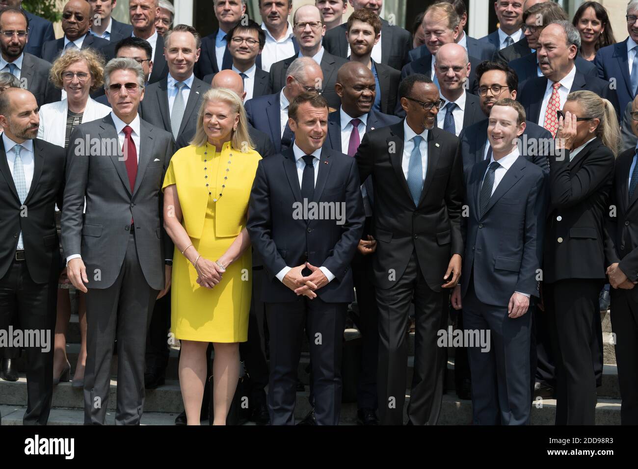 Virginia Rometty, Emmanuel Macron, Paul Kagame and Mark Zuckerberg ...