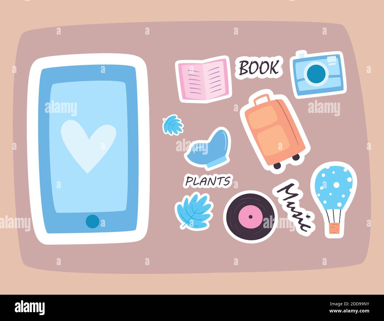 daily stickers flat style icon set design, badges ornament and fashion ...