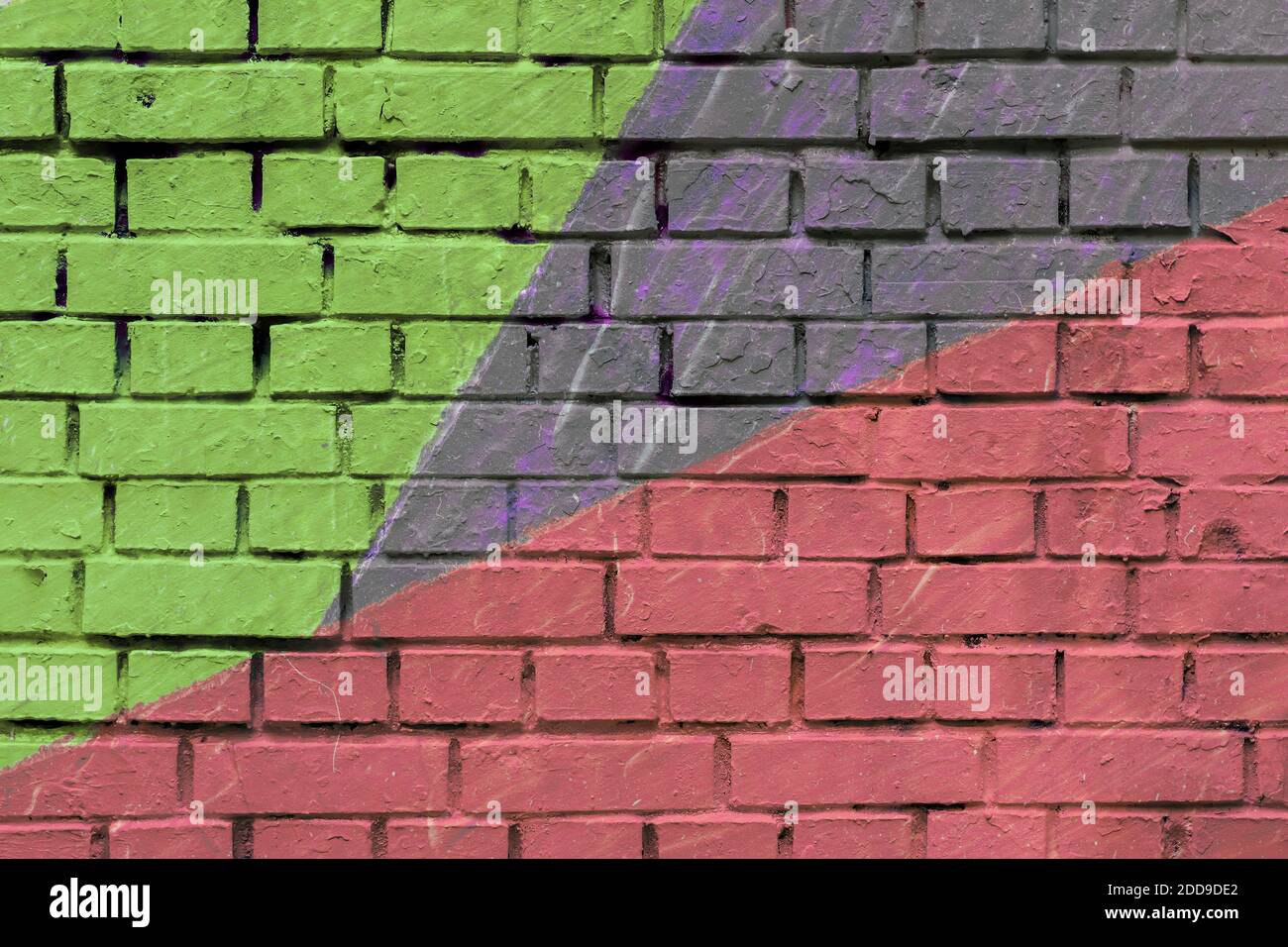 Brick dirt wall with colorful geometric graffiti. Abstract aerosol ...