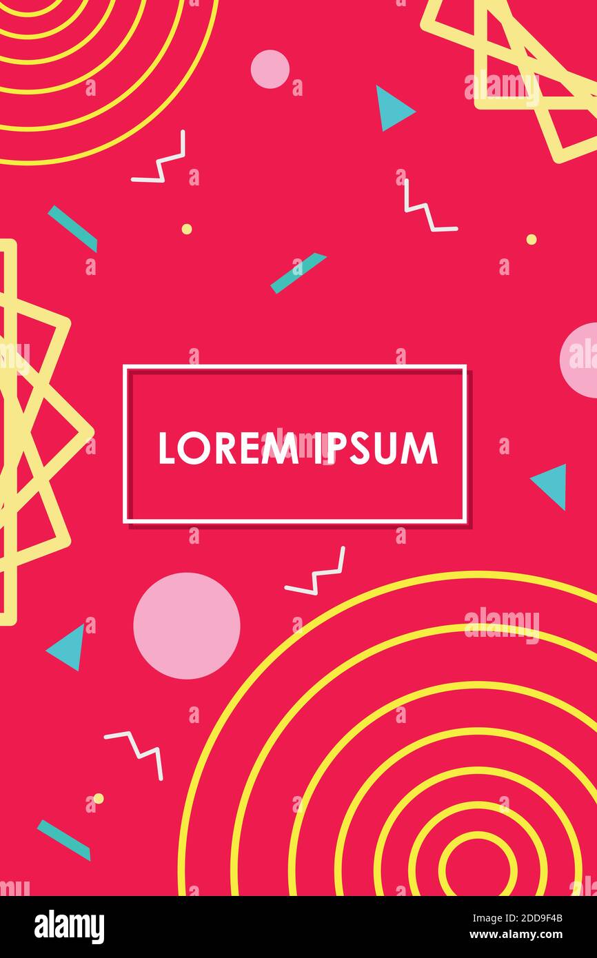 Colorful memphis design with circles and geometric shapes, vector ...