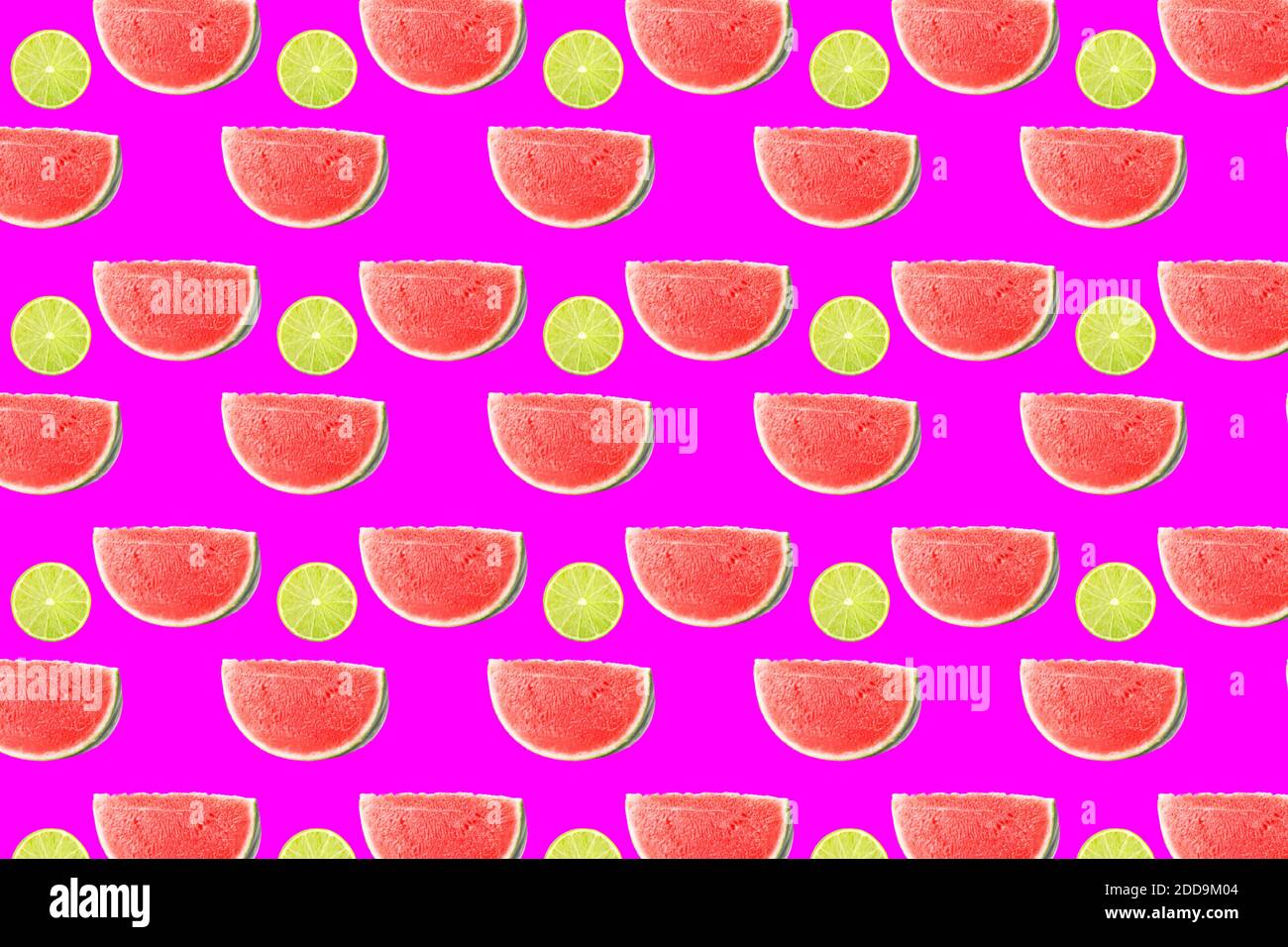 Creative layout of seamless fruits pattern photo. Watermelon and lemon ...