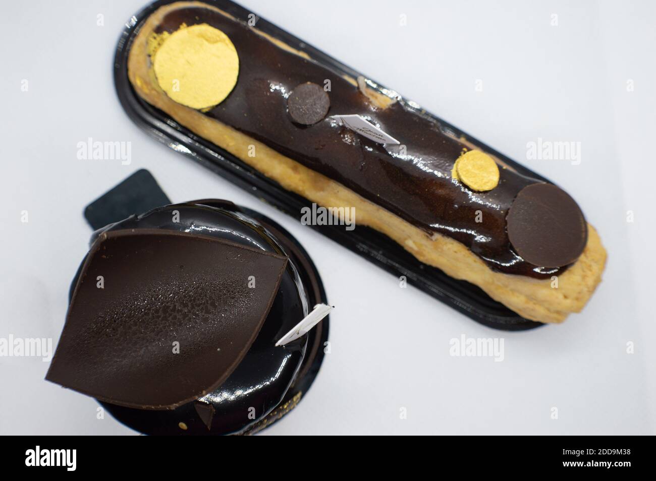 Traditional French pastries and Éclairs with the chocolate.Modern ...