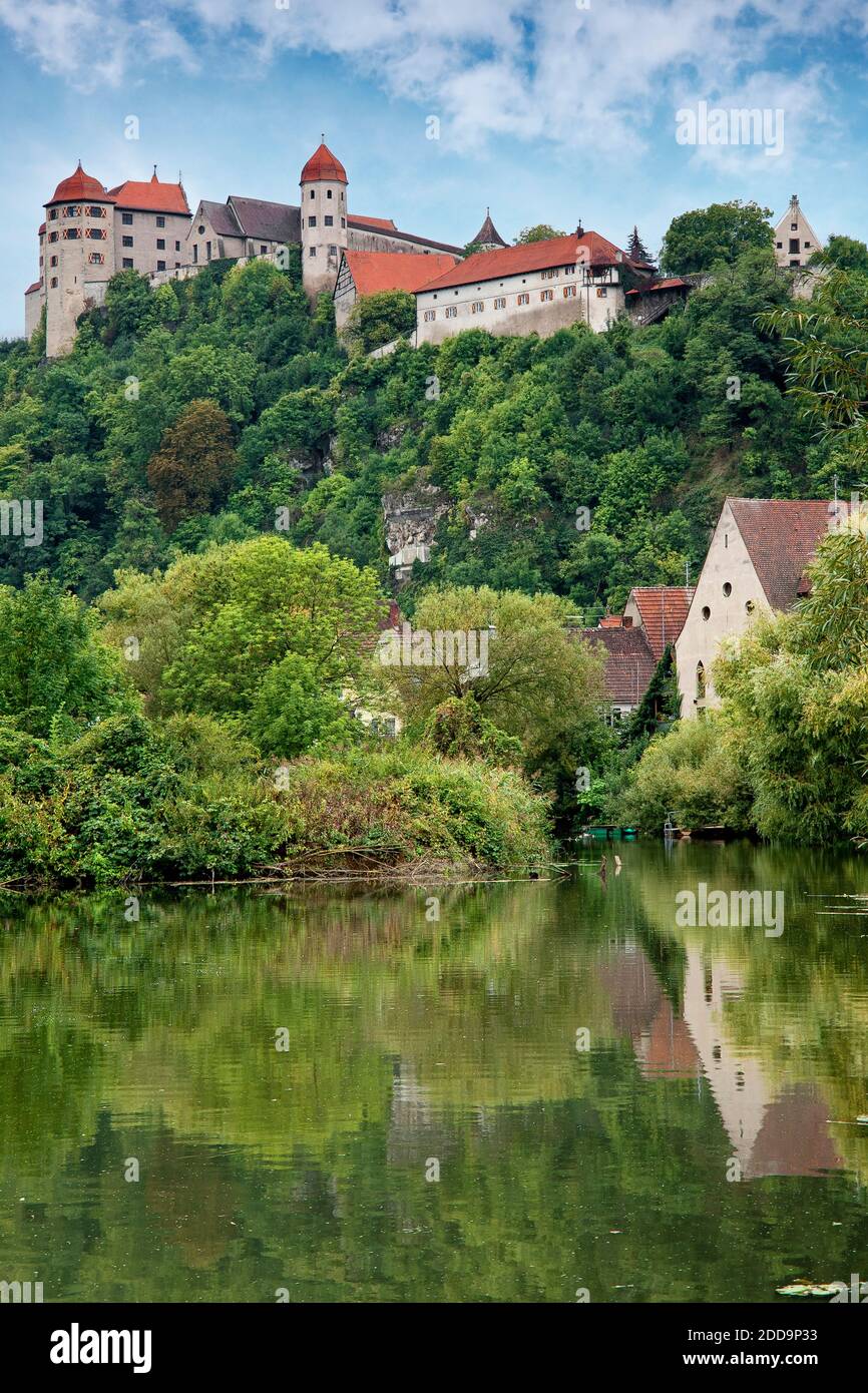 Harburg Castle and Woernitz River, Romantic Road, Harburg, Donau-Ries ...
