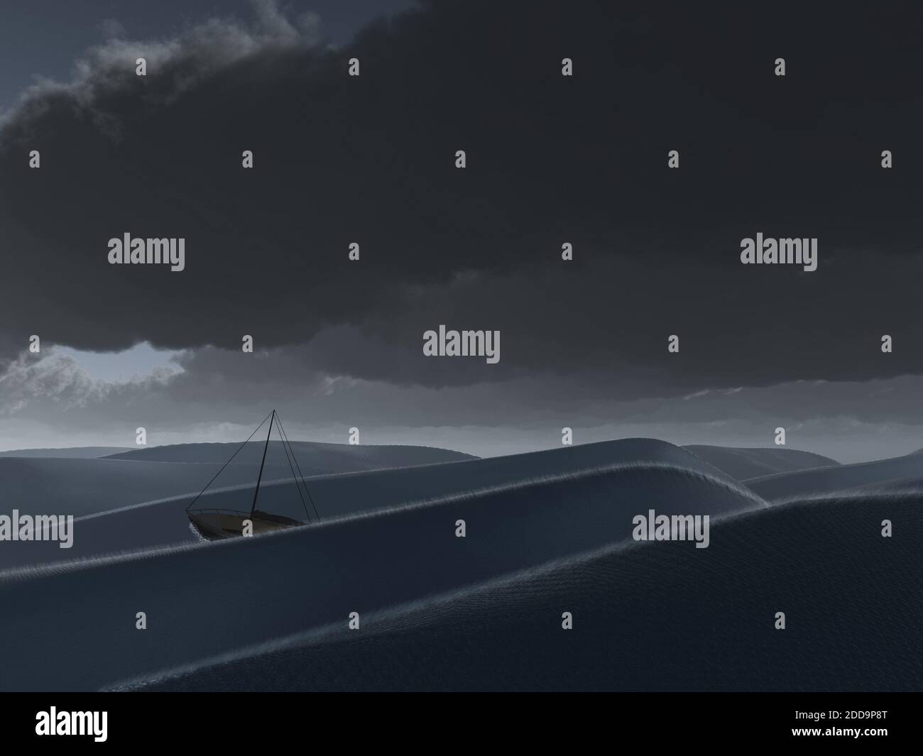 Ship at sea. 3D rendering Stock Photo - Alamy