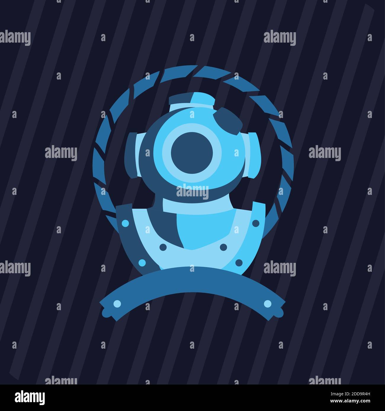 nautical underwater suit in seal stamp with ribbon design sea ocean ...