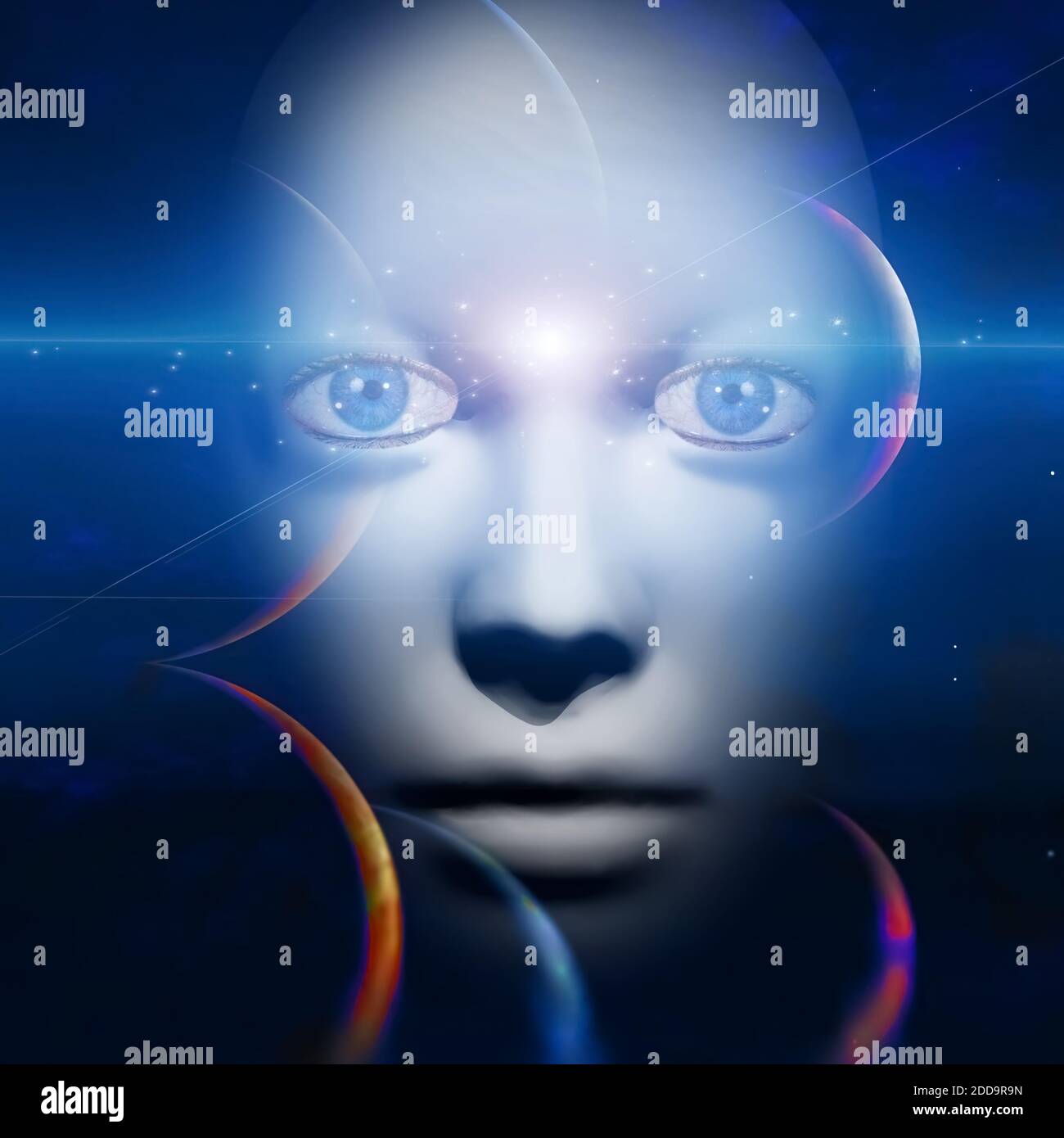 Human face with space background. 3D rendering Stock Photo - Alamy