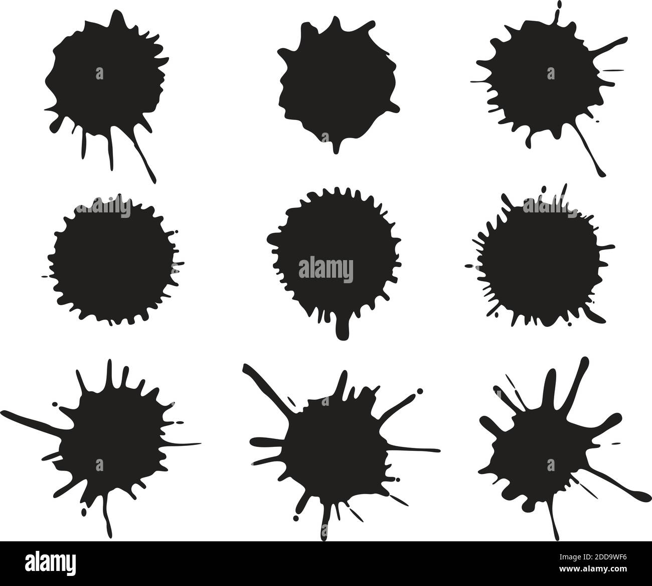 Black splash isolated on white background. Ink drips vector outline ...