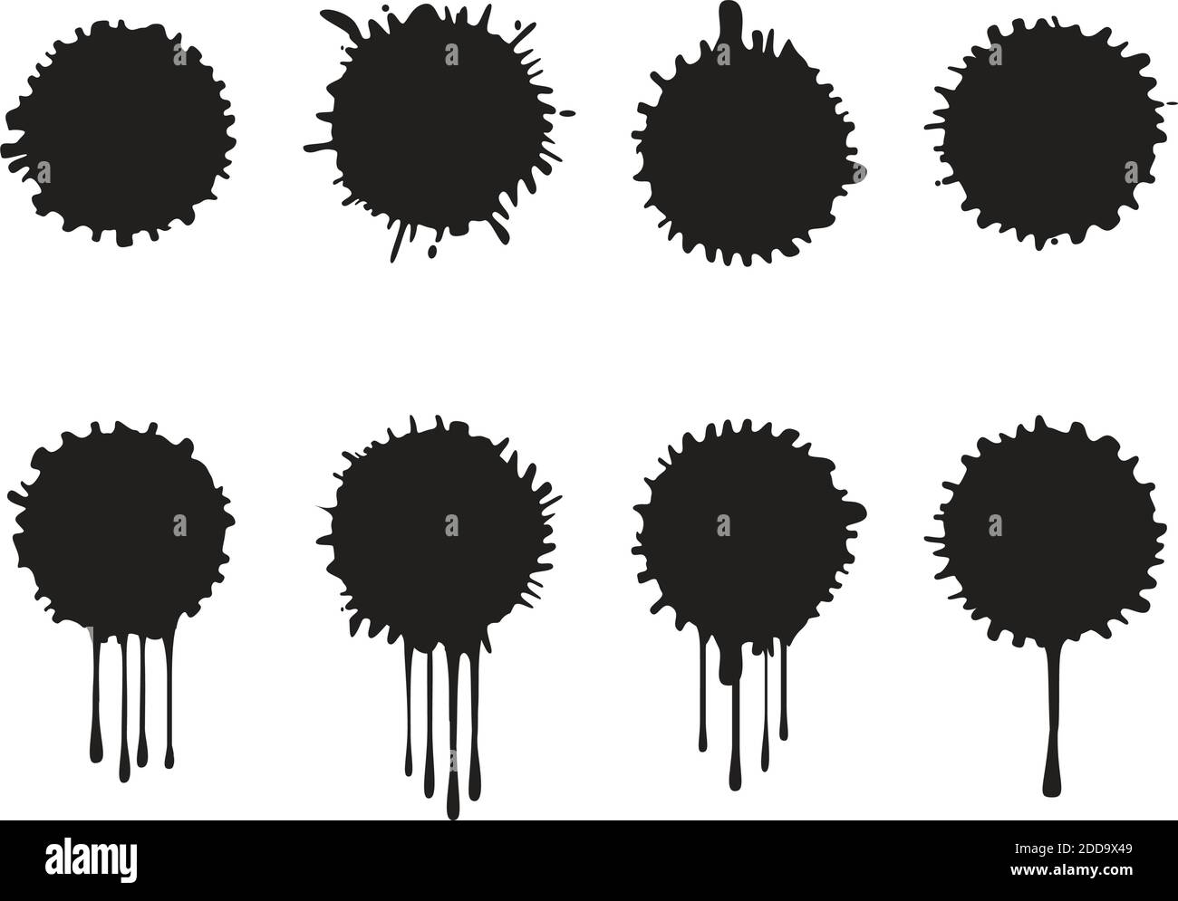 Black splash isolated on white background. Ink drips vector outline ...