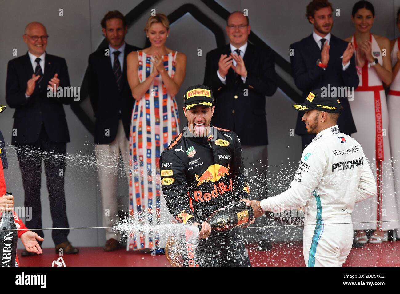 Red bull racing celebrates on podium princess charlene of monaco hi-res ...