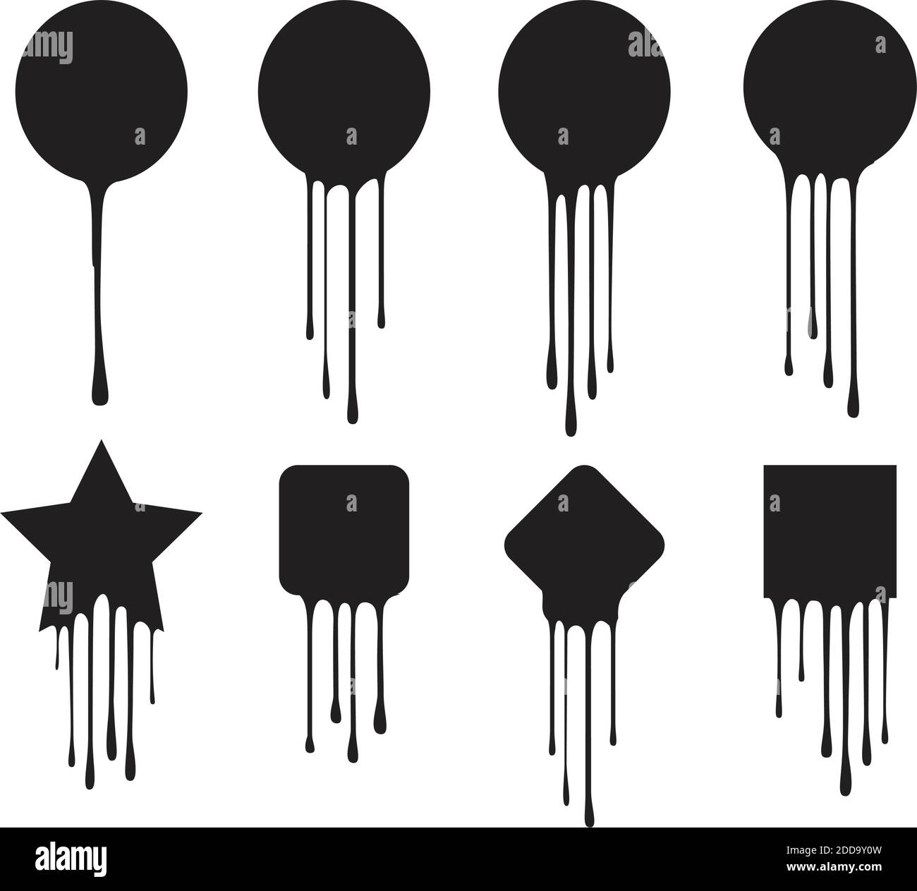 Black splash isolated on white background. Ink drips vector outline ...