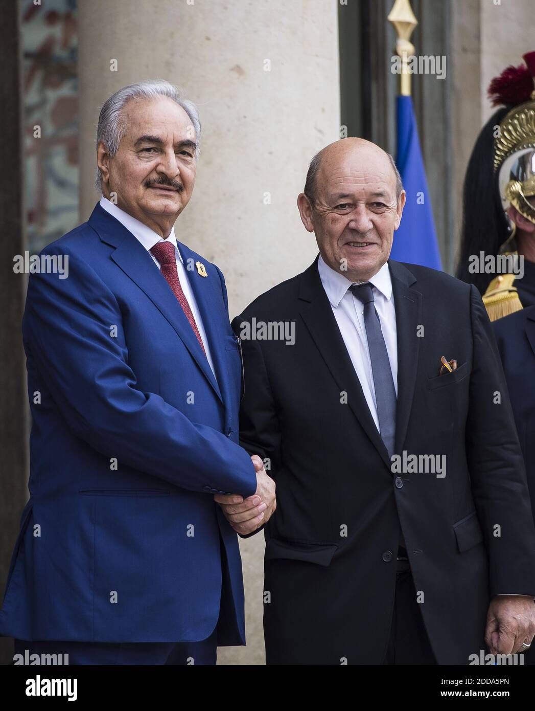 French Foreign Affairs minister Jean-Yves Le Drian (R) welcomes Libyan ...