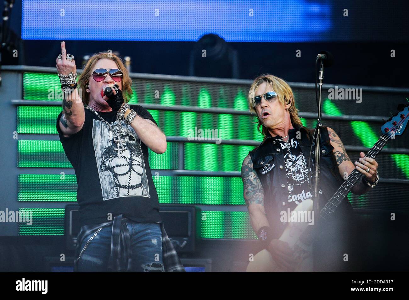 Guns N’ Roses vocalist Axl Rose and bassist Duff McKagan perform live ...
