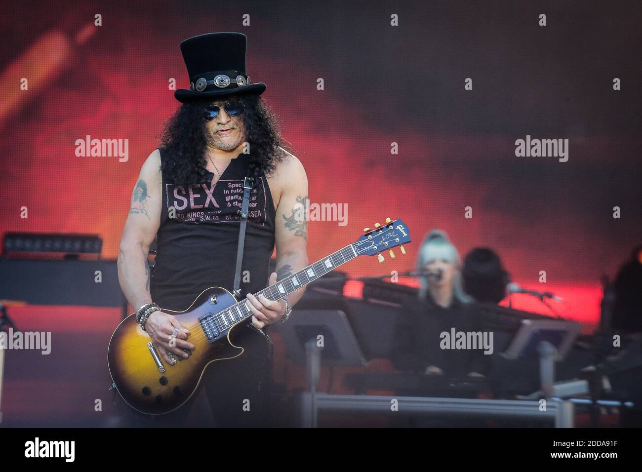 Guns N’ Roses guitarist Slash (Saul Hudson) performs live at stade ...