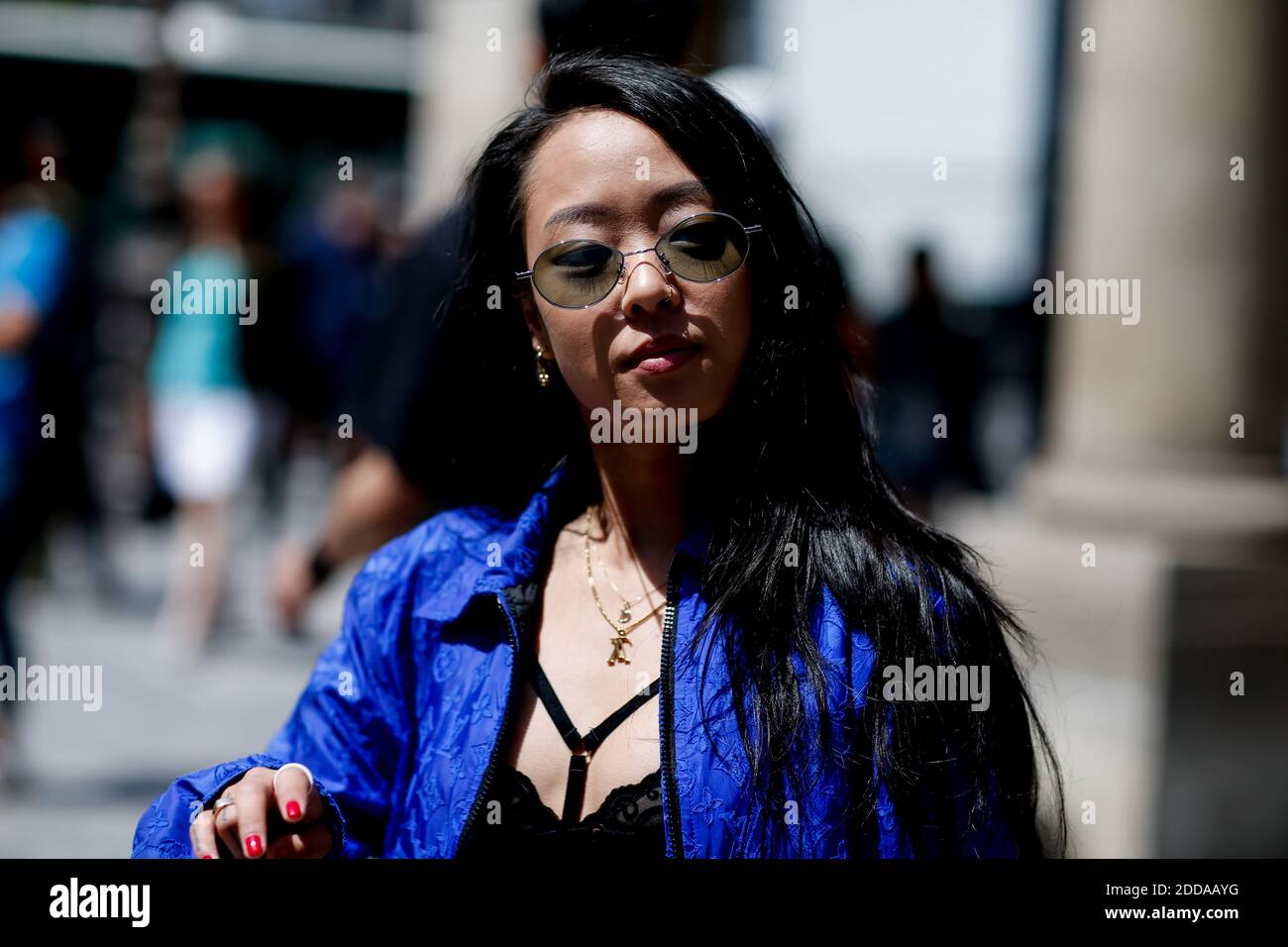 Street style, Christina Paik arriving at Louis Vuitton Spring-Summer ...