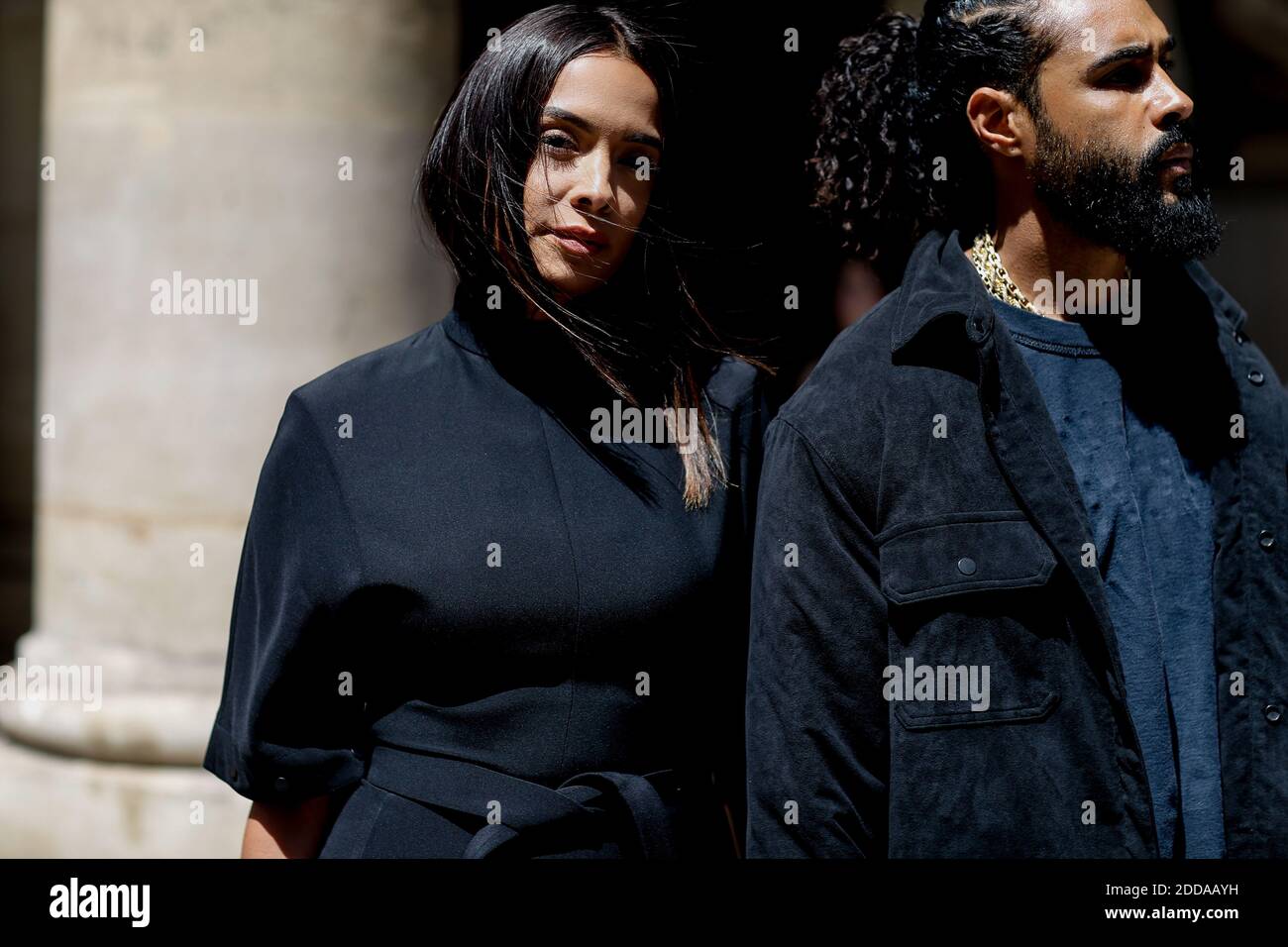 Street style, Desiree Raquel Manuel and Jerry Lorenzo arriving at Louis ...