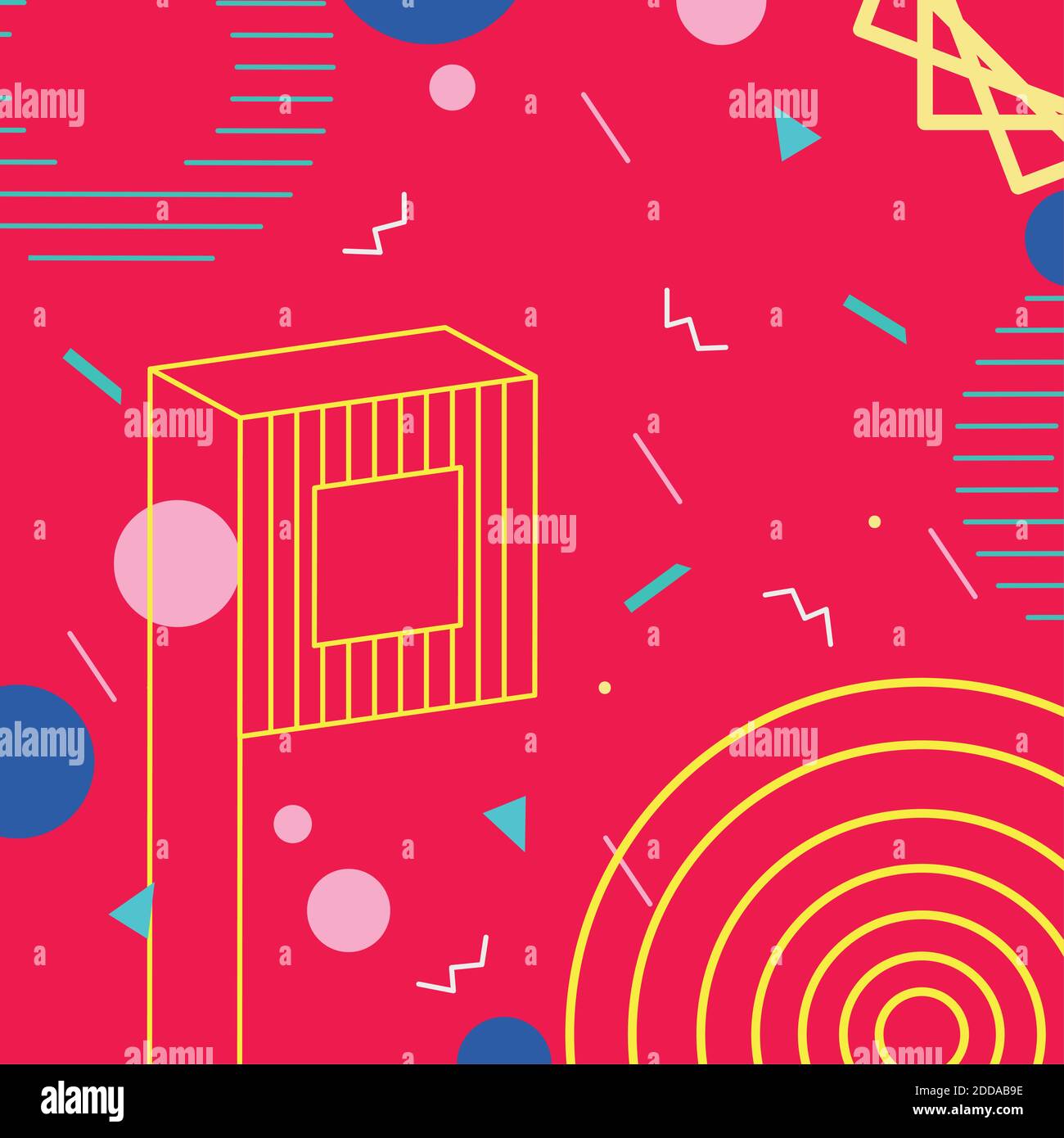 memphis design with circles and geometric colorful shapes, vector ...
