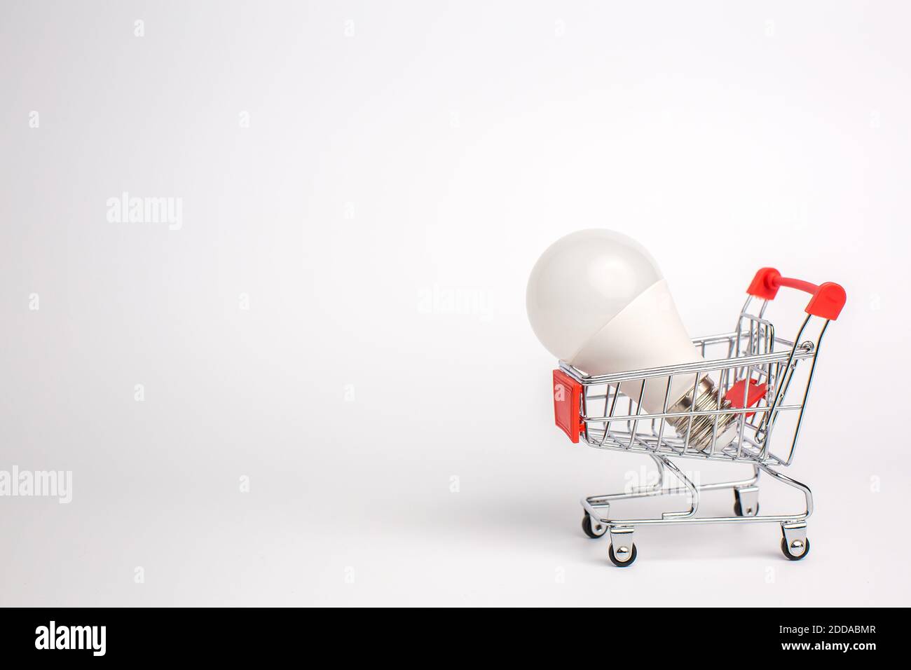 LED light bulbs on a cart, Isolated on white background. The concept of ...