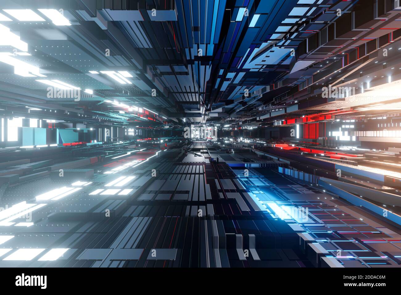 3D rendered illustration of illuminated futuristic circuit board Stock ...