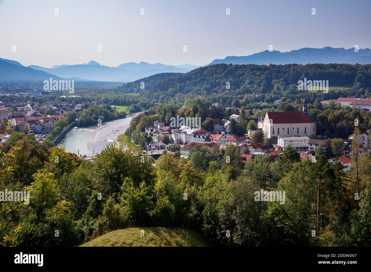 Germany, Bavaria, Bad Tolz, Riverside town in summer Stock Photo - Alamy