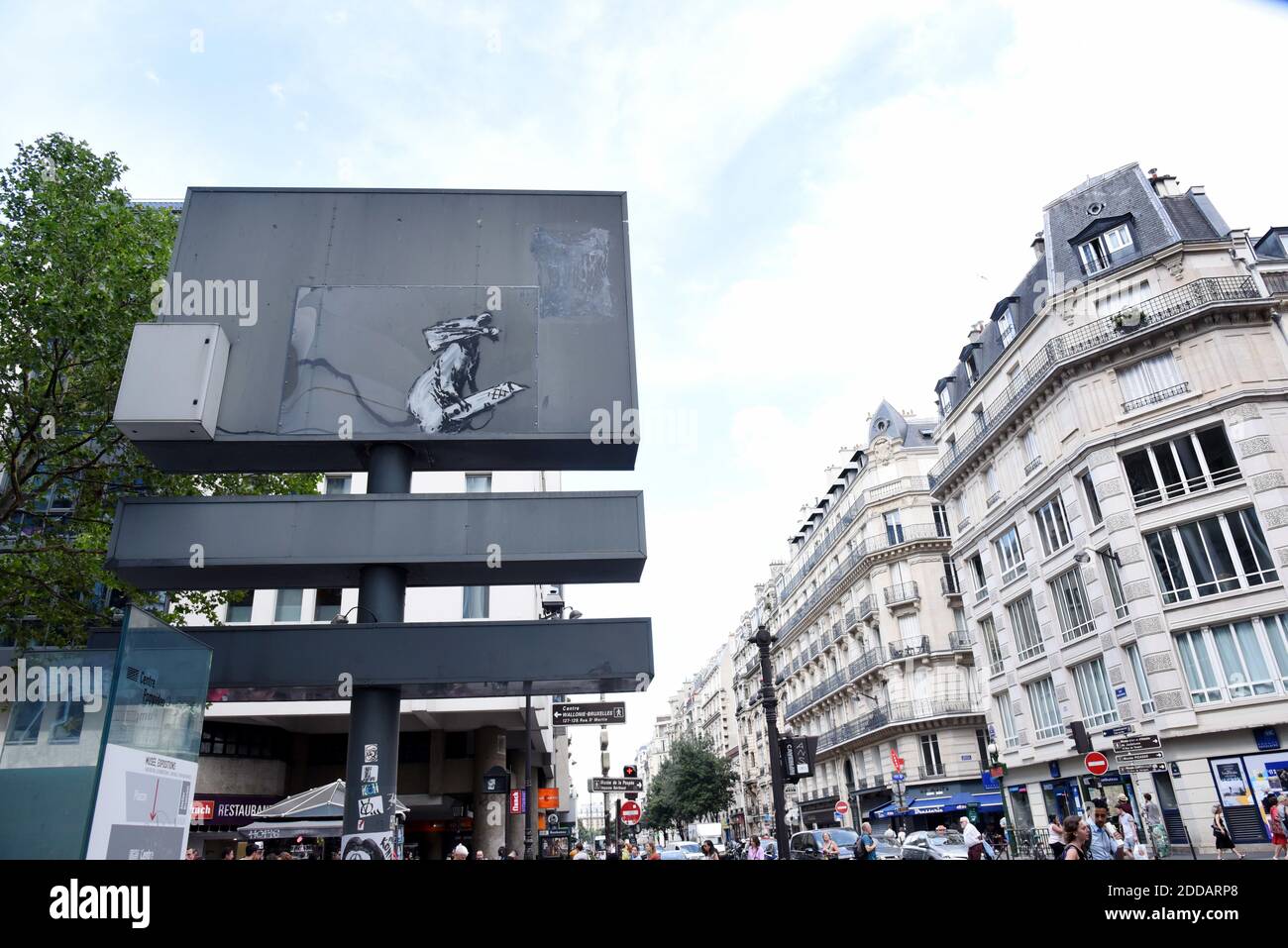 A recent artwork by street artist Banksy is pictured in Paris, France ...